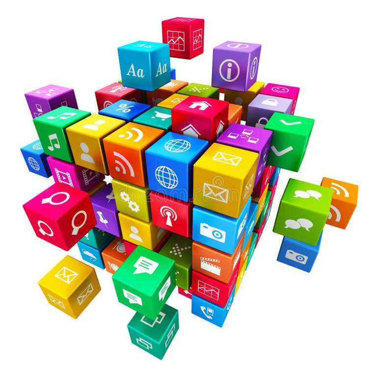 Mobile Applications and Media Technology Concept Stock Illustration ...