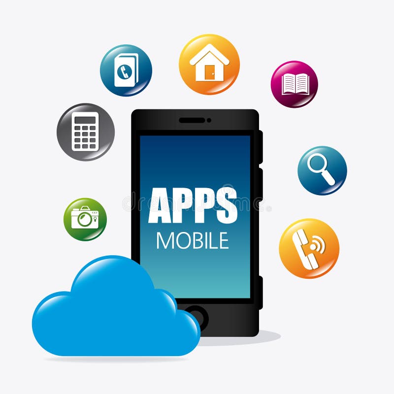 Mobile Applications and Technology Icons Design. Stock Vector ...