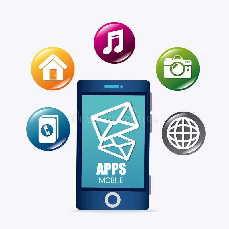 Mobile Applications and Technology Icons Design. Stock Vector ...