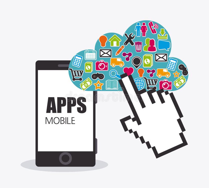 Mobile Applications and Technology Icons Design. Stock Vector ...