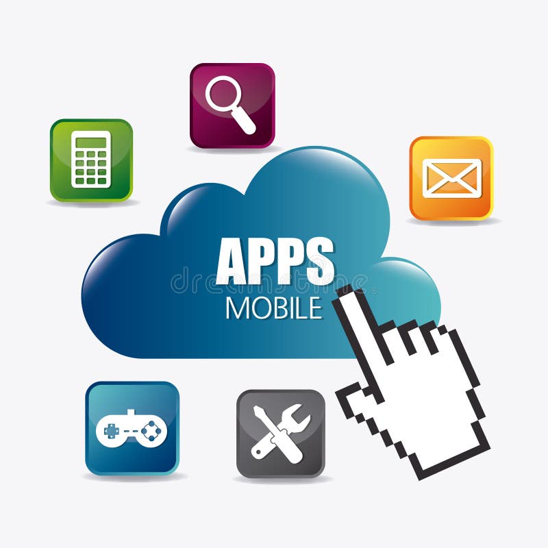 Mobile Applications and Technology Icons Design. Stock Vector ...