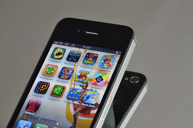 IPhone Screen with Common Apps Editorial Stock Photo - Image of ...