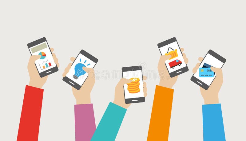 Mobile Apps Communication Concept Stock Vector - Illustration of media ...