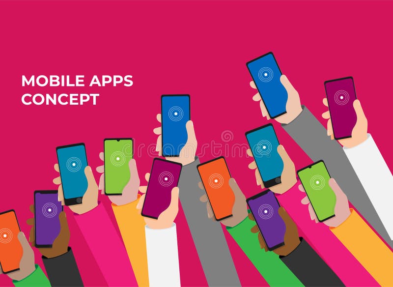 Mobile Apps Concept. Flat Design Vector Illustration Stock Vector ...