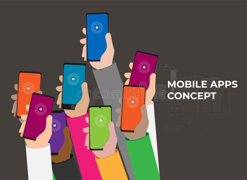 Mobile Apps Concept. Flat Design Vector Illustration Stock Vector ...