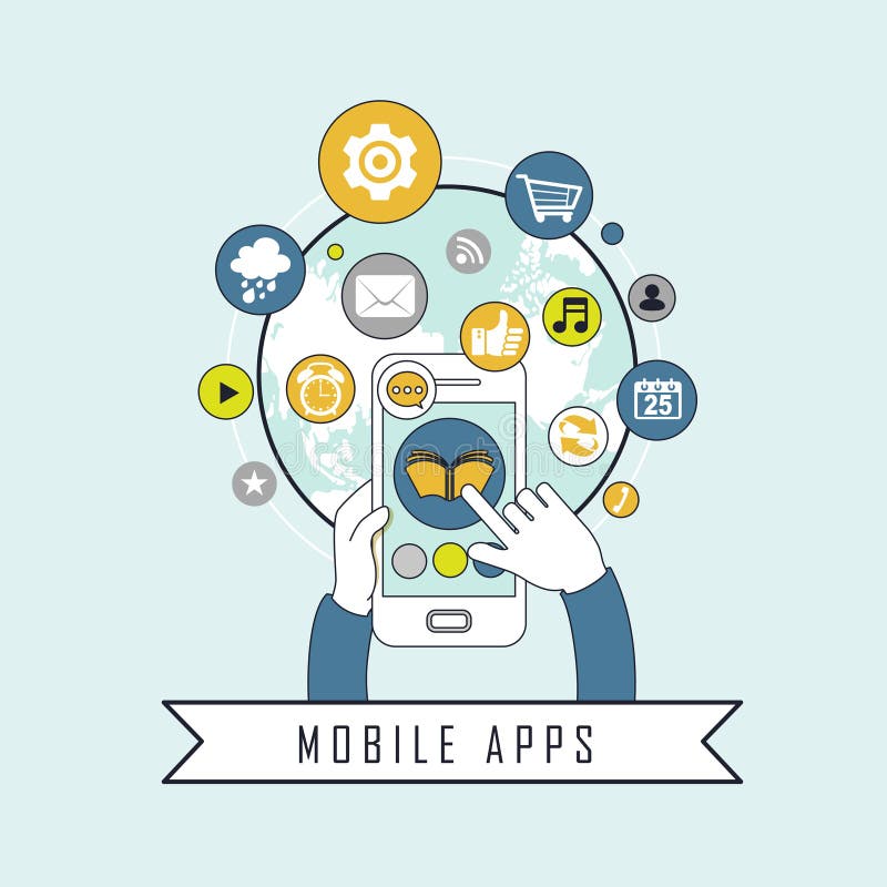 Mobile apps concept stock vector. Illustration of internet - 55442573