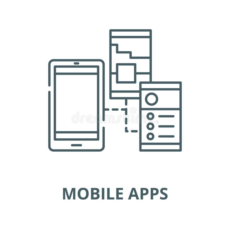 Mobile Apps Vector Line Icon, Linear Concept, Outline Sign, Symbol ...