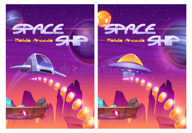 Mobile Arcade with Space Ship Interstellar Shuttle Stock Vector ...