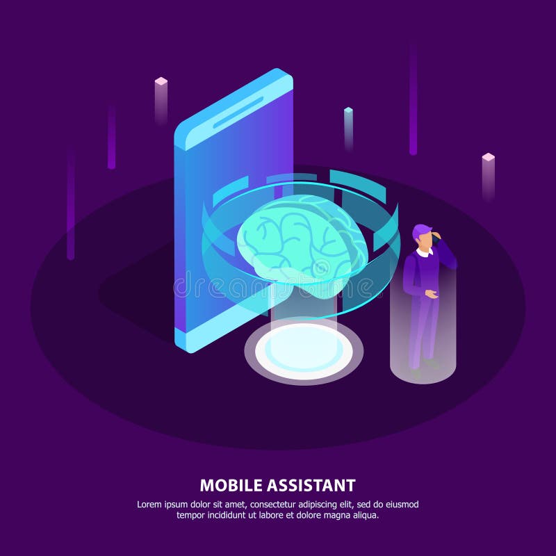 Mobile Assistant Isometric Poster Stock Vector - Illustration of future ...