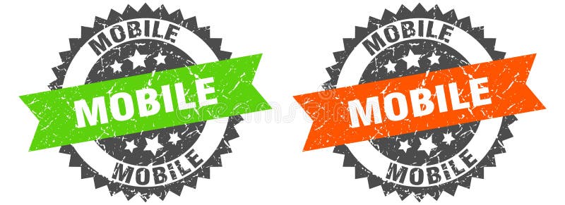 Mobile Band Sign. Mobile Grunge Stamp Set Stock Vector - Illustration ...