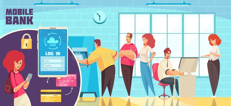 Mobile Bank Application Poster Stock Vector - Illustration of bill ...