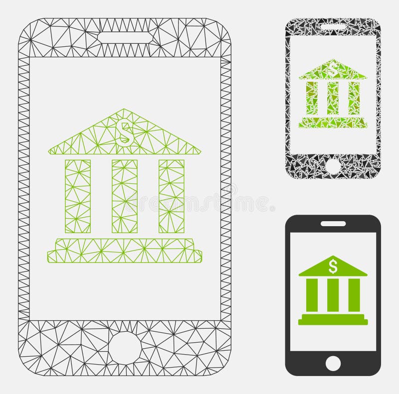 Mobile Bank Vector Mesh Wire Frame Model and Triangle Mosaic Icon Stock ...