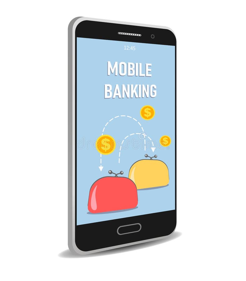 Vector Mobile Banking Concept on White Background. Stock Vector ...