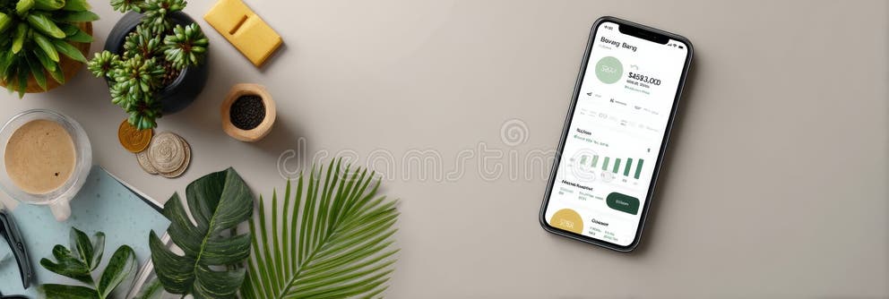 Mobile Banking App Displays Savings and Budget Overview with Clear ...