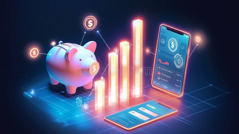 Mobile Banking App Growth, Savings Increase Stock Image - Image of ...