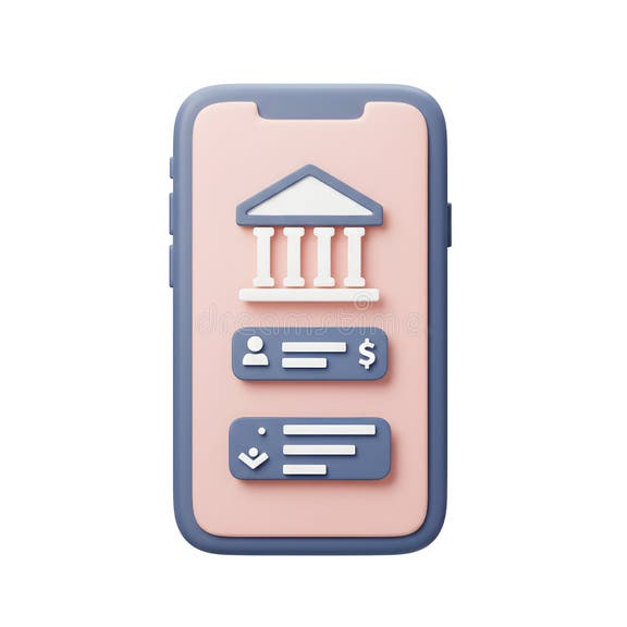 Mobile Banking App Interface Design: 3D Render of Smartphone Displaying ...