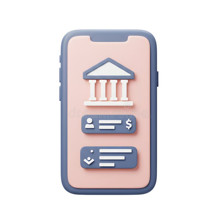 Mobile Banking App Interface Design: 3D Render of Smartphone Displaying ...