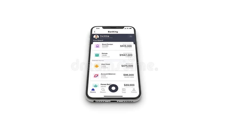 Mobile Banking App Interface on Smartphone Showing Account Balances ...