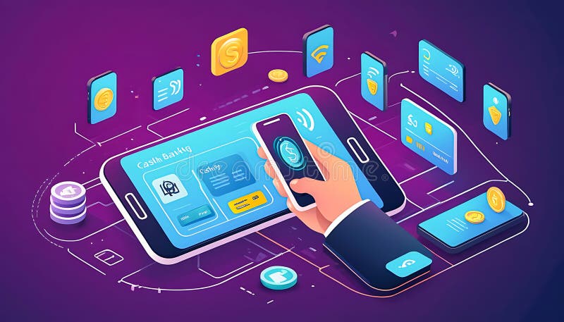 Mobile Banking App Interface Stock Illustration - Illustration of ...