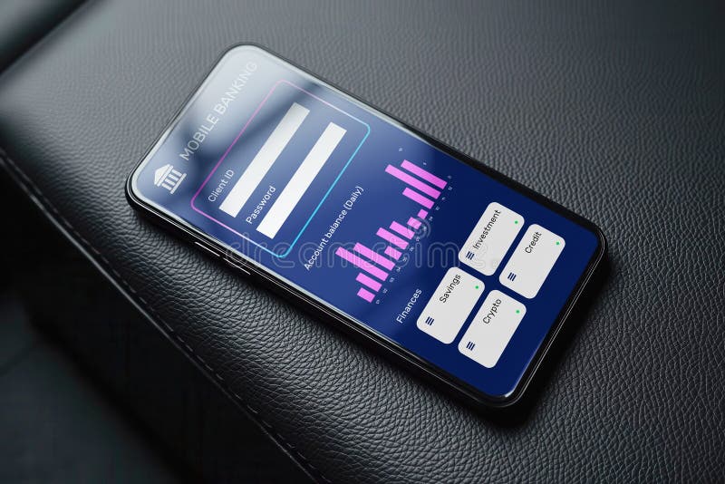 Mobile Banking App UI on Screen Stock Illustration - Illustration of ...