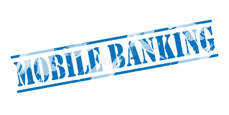 Mobile banking blue stamp stock illustration. Illustration of sticker ...