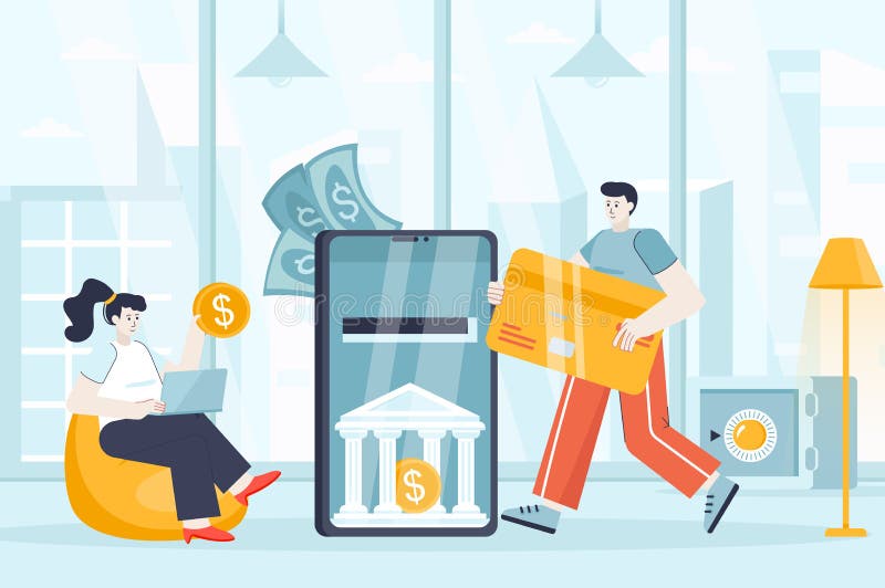 Mobile Banking Concept in Flat Design. Mobile Application for Bank ...