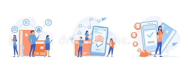 Mobile Banking Concept, People Using App for Money Transfer, Stock ...