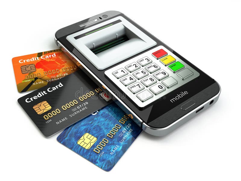 Mobile Banking Concept. Smartphone As ATM and Credit Cards Stock ...