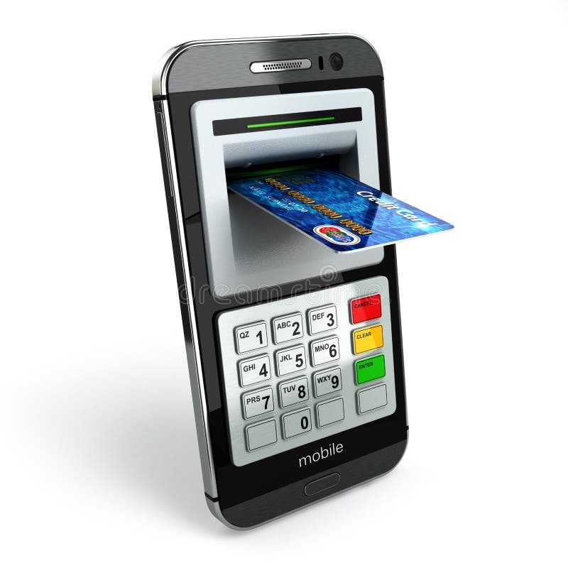 Mobile Banking Concept. Smartphone As ATM and Credit Cards Stock ...