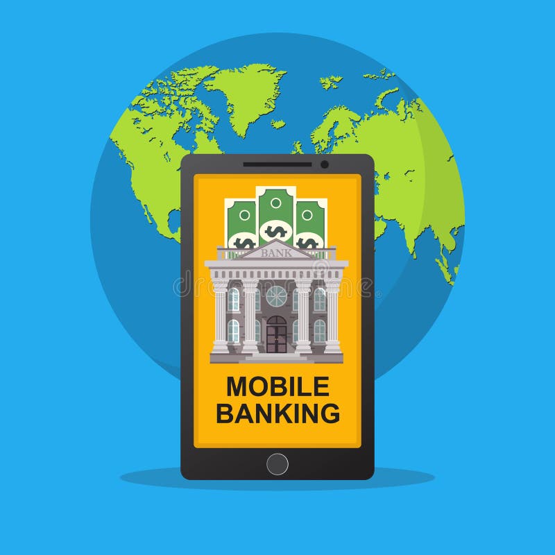 Mobile Banking Concept. Vector Illustration in Flat Design Stock Vector ...