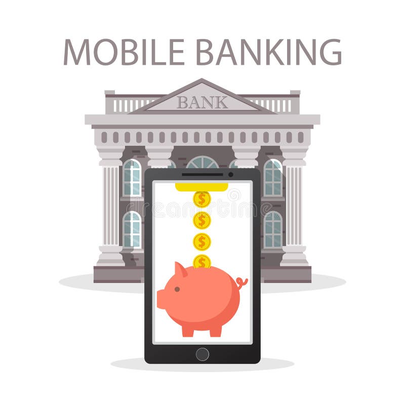 Mobile Banking Concept. Vector Illustration in Flat Design Stock Vector ...
