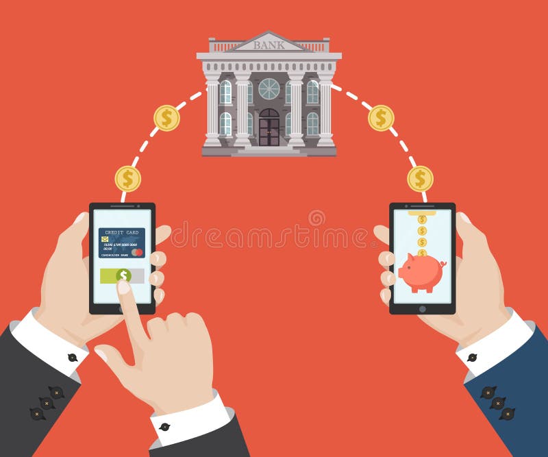 Mobile Banking Concept. Vector Illustration in Flat Design Stock Vector ...