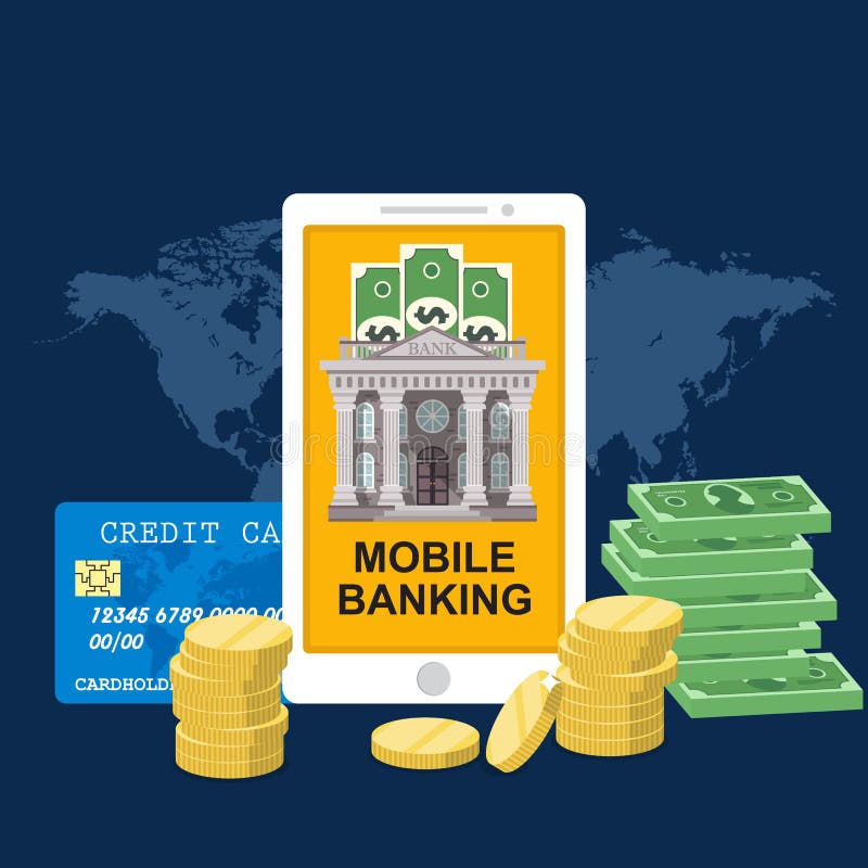 Mobile Banking Concept. Vector Illustration in Flat Design Stock Vector ...