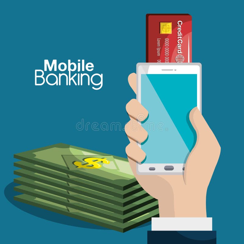 Mobile banking design stock vector. Illustration of hand - 66439012