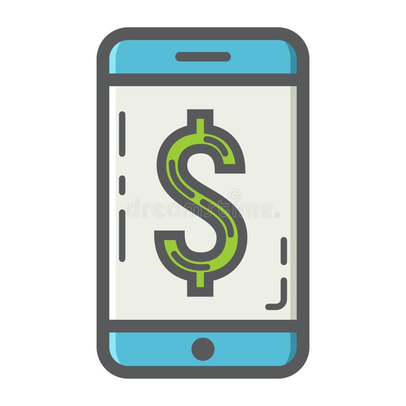 Mobile Banking Line and Glyph Icon, Finance Stock Vector - Illustration ...