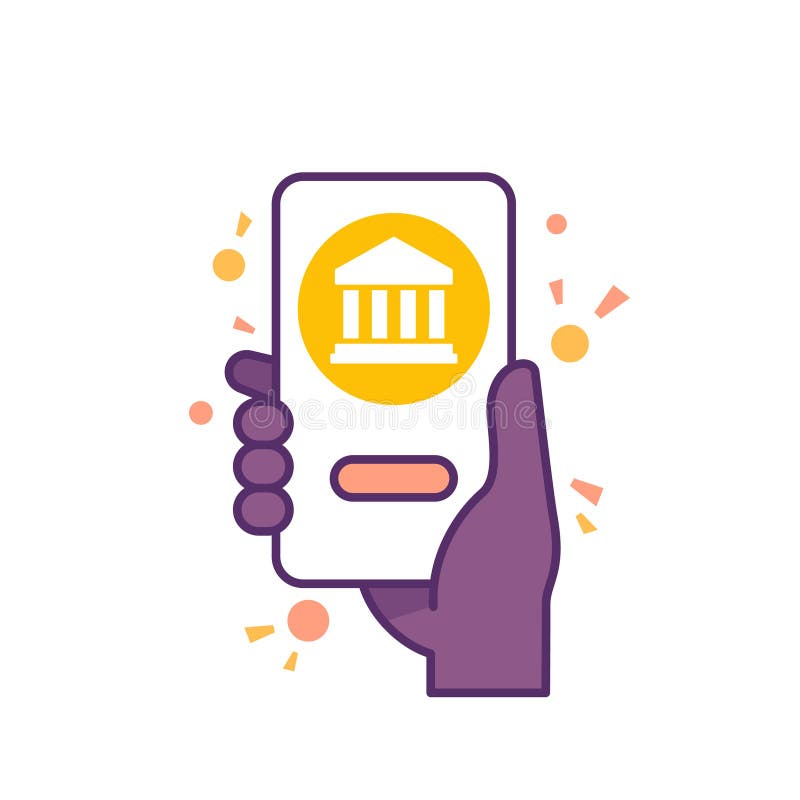 Mobile Banking Icon, Smart Phone in Hand Stock Vector - Illustration of ...