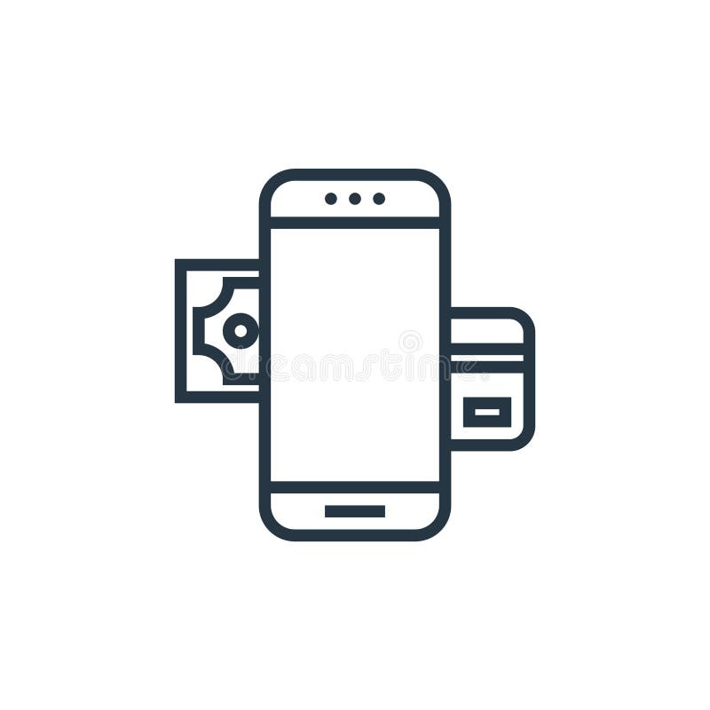 Mobile Banking Icon Vector from Banking Concept. Thin Line Illustration ...