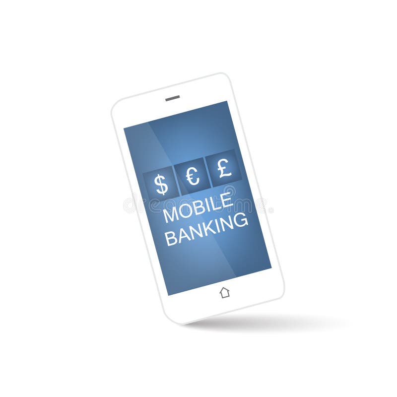 Mobile Banking Icon on a White Smartphone Stock Vector - Illustration ...