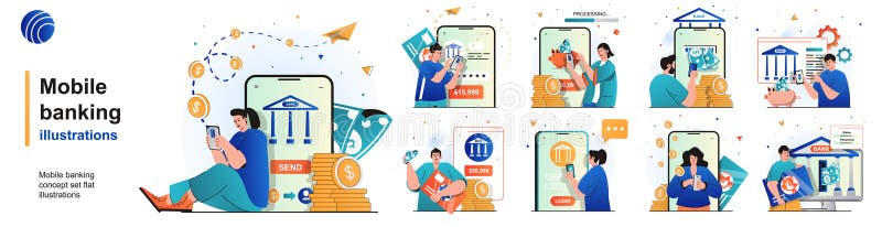Mobile Banking Isolated Set. Payments for Services Using Mobile ...