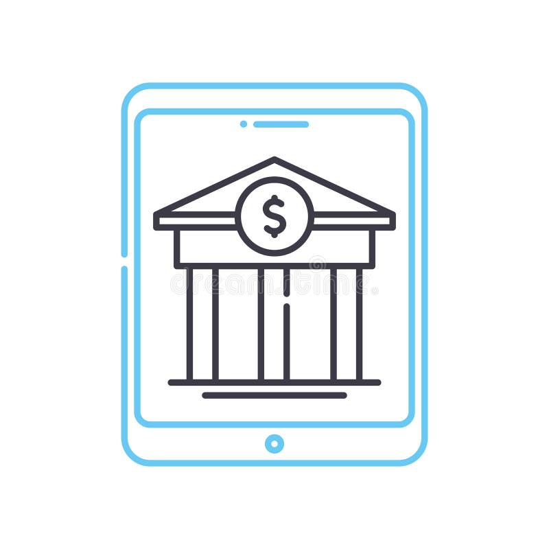 Mobile Banking Line Icon, Outline Symbol, Vector Illustration, Concept ...