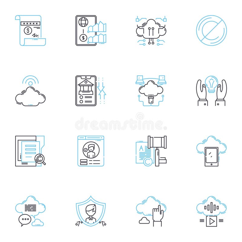 Mobile Banking Linear Icons Set. Convenience, Accessibility, Security ...