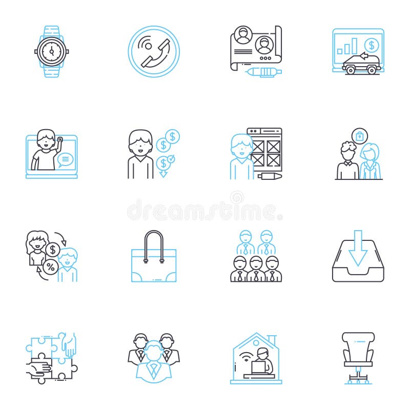 Mobile Banking Linear Icons Set. Convenience, Security, Efficiency ...