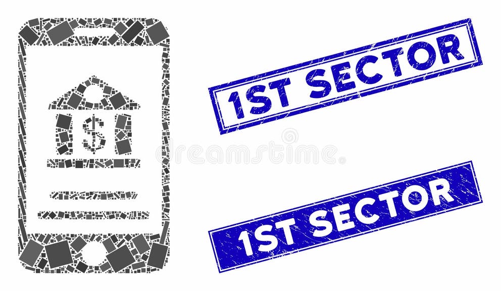 Mobile Banking Mosaic and Distress Rectangle 1St Sector Stamps Stock ...