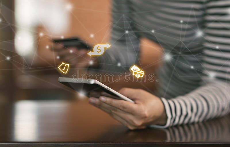 Mobile banking network stock photo. Image of application - 275385276