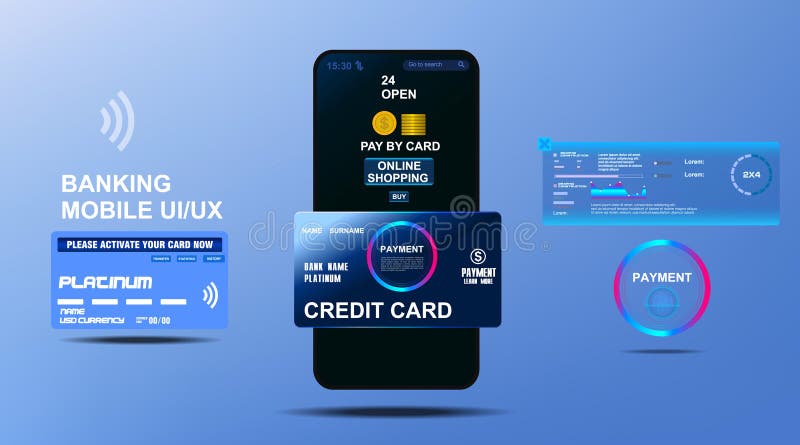 Mobile Banking. Online Payment through a Mobile Application. Plastic ...