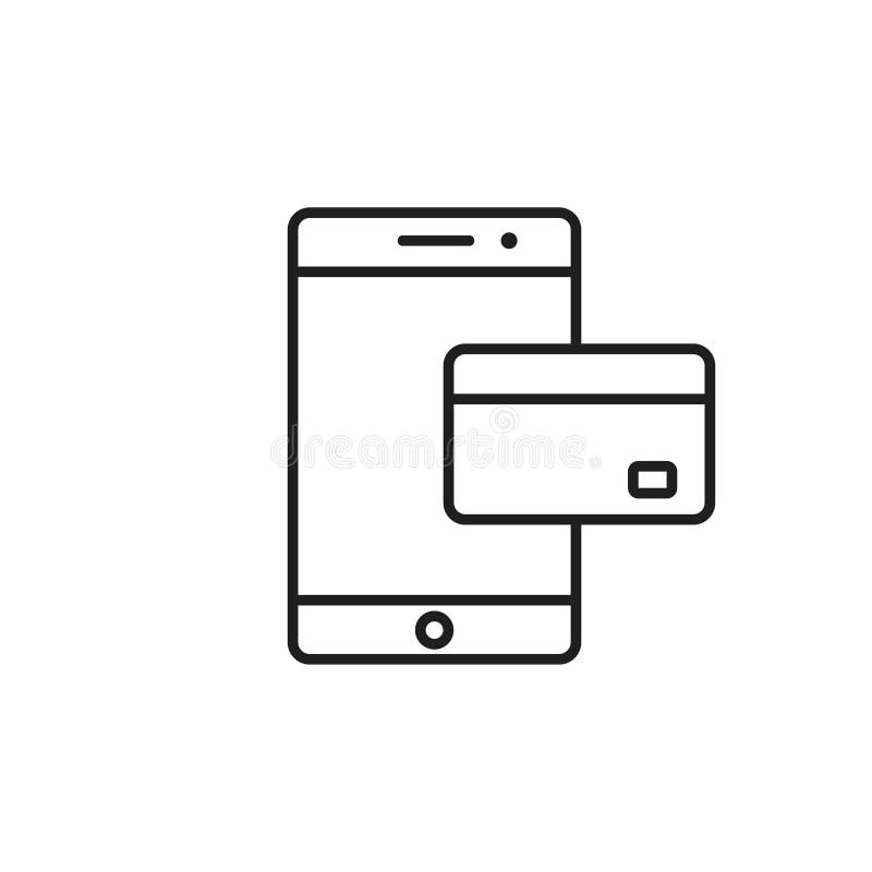 Mobile Banking Outline Icon, Vector Isolated Line Symbol Stock Vector ...