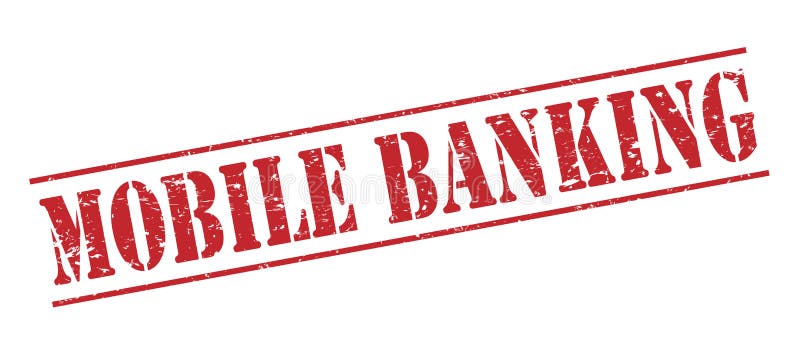 Mobile banking blue stamp stock illustration. Illustration of sticker ...