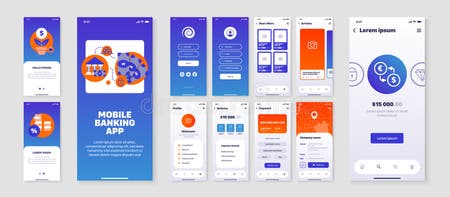 Mobile Banking User Interfaces Stock Vector - Illustration of card ...