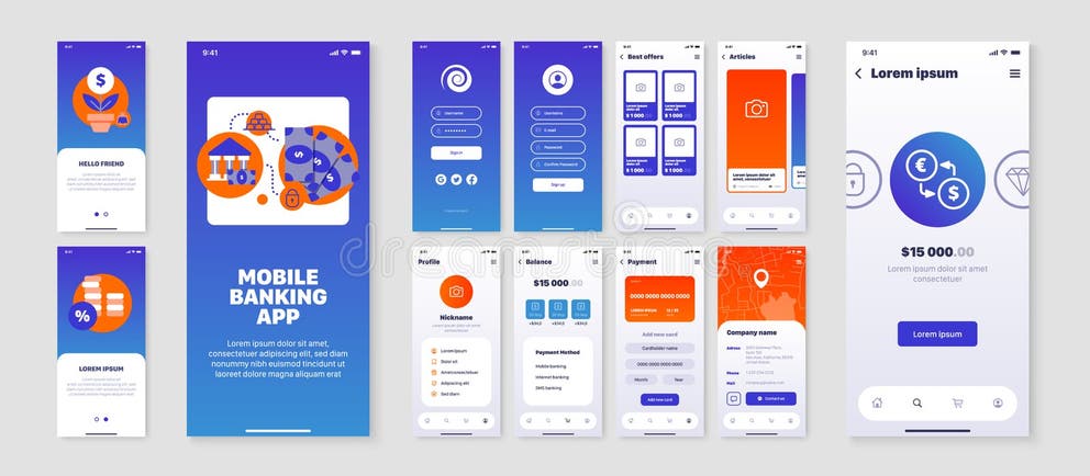 Mobile Banking User Interfaces Stock Vector - Illustration of card ...