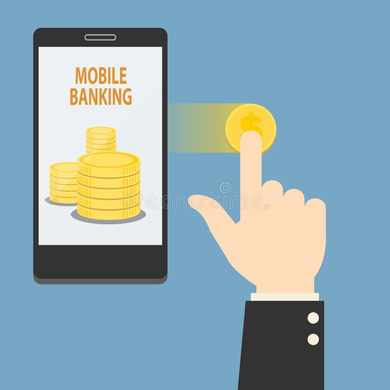 Mobile Banking, Vector Flat Design Stock Vector - Illustration of ...
